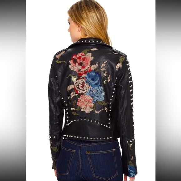 Blank NYC | Jackets & Coats | Blank Nyc Budding Romance Vegan Leather Embroidered Rose Spiked ...